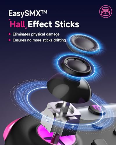 EasySMX X05 2.4g Wireless Gaming Controller for PC/Steam/iPhone/Android/Switch - Bluetooth Controller Gamepad with Hall Effect, RGB Lights and Turbo, Anti-Drift Controller