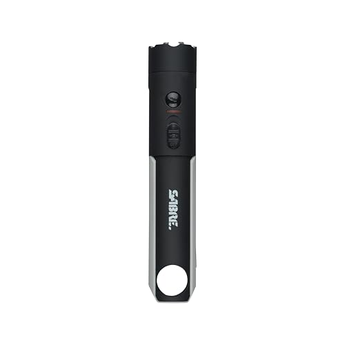 SABRE 2-in-1 Flashlight Design with Built-in Stun Gun, Powerful 1.76 µC Charge, 200 Lumen LED with 3 Modes; High, Low and Strobe, Rechargeable Battery, Hard Case and USB-C Charging Cord Included