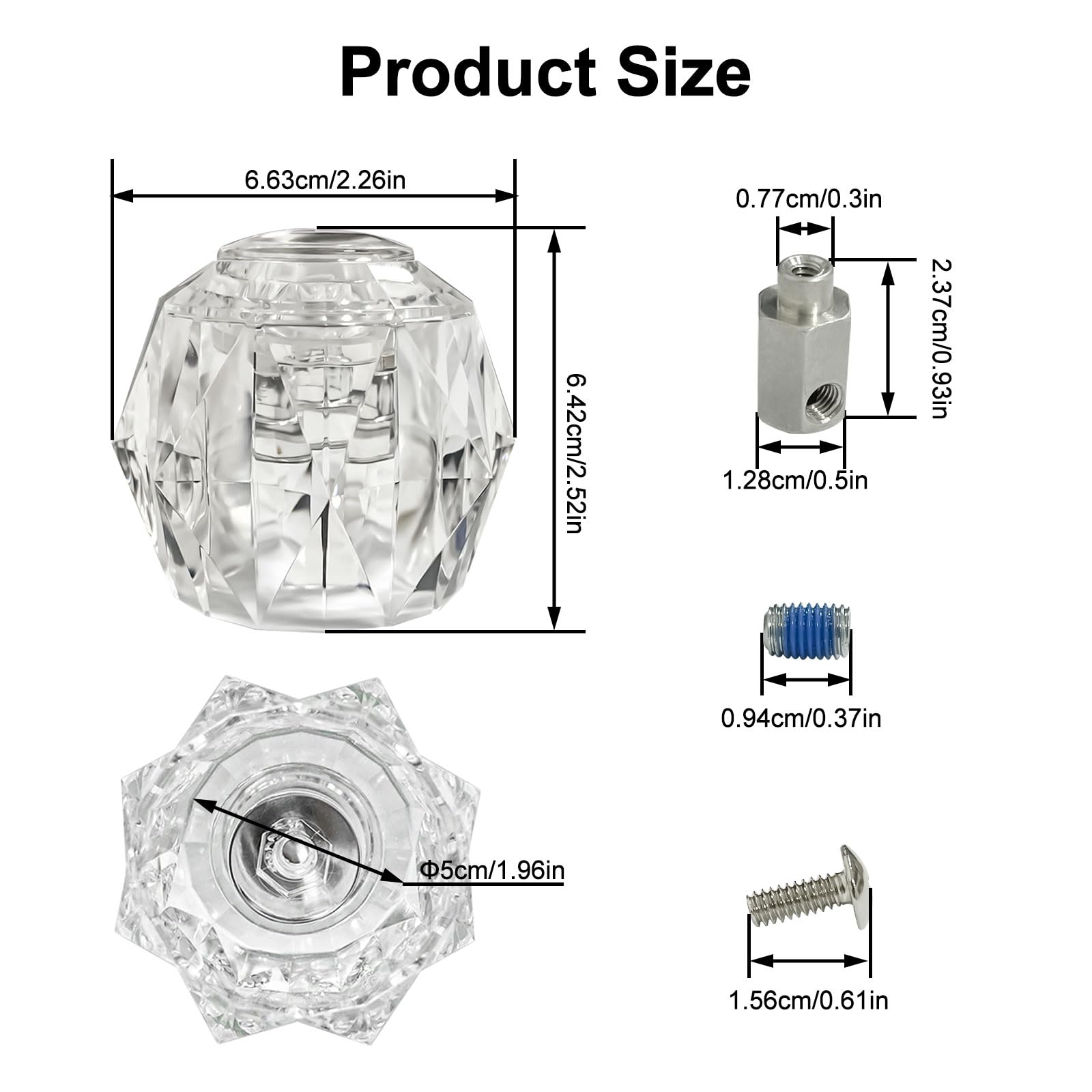 Replacement for RP41661 Shower Faucet Handle Clear Acrylic for Delta Peerless Single Handle Tub Faucets Shower Knob Button Screw Connector