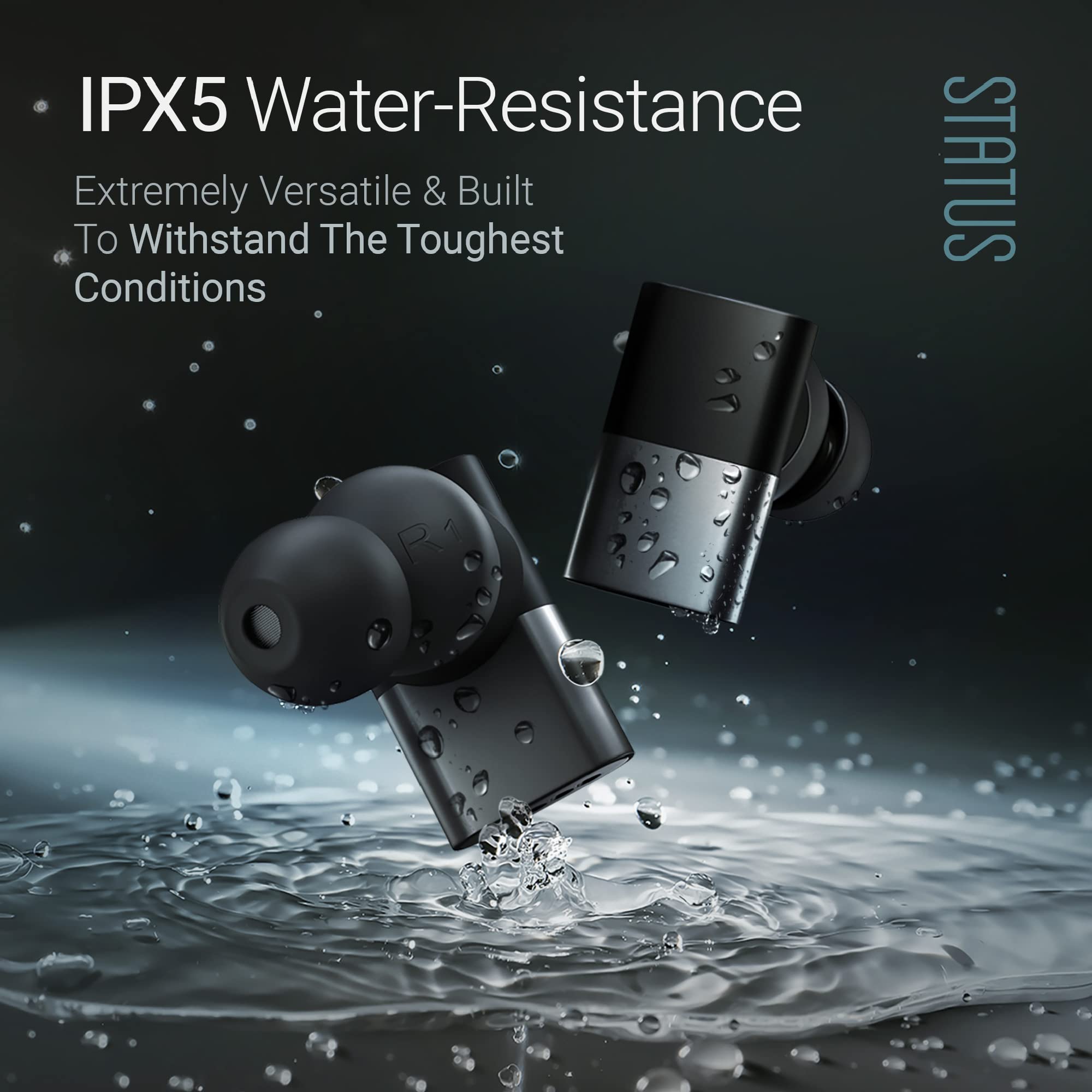Status Audio Between Pro True Wireless Earbuds - Small Charging Case - 4 Microphones - Hybrid Triple Driver - 12 + 36 Hour Battery - Bluetooth 5.2 - Noise-Isolating Fit ( Renewed) (Renewed)