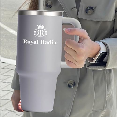 Royal Radix 40oz Insulated Tumbler with Handle & Straw, Stainless Steel Travel Mug, Leak-Proof, Hot & Cold Beverage Cup, BPA-Free, Dishwasher Safe, for Coffee & Water