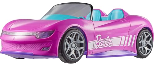 Barbie Hot Wheels RC Toy Car, Remote-Control Pink Convertible, Can Hold 2 Fashion Dolls & Trunk Opens for Storage, Sticker Sheet for Customizing