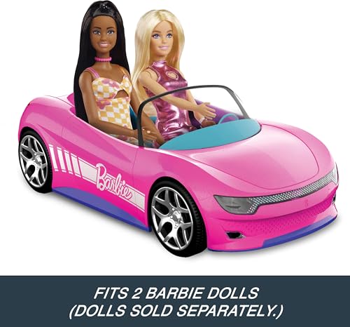 Barbie Hot Wheels RC Toy Car, Remote-Control Pink Convertible, Can Hold 2 Fashion Dolls & Trunk Opens for Storage, Sticker Sheet for Customizing