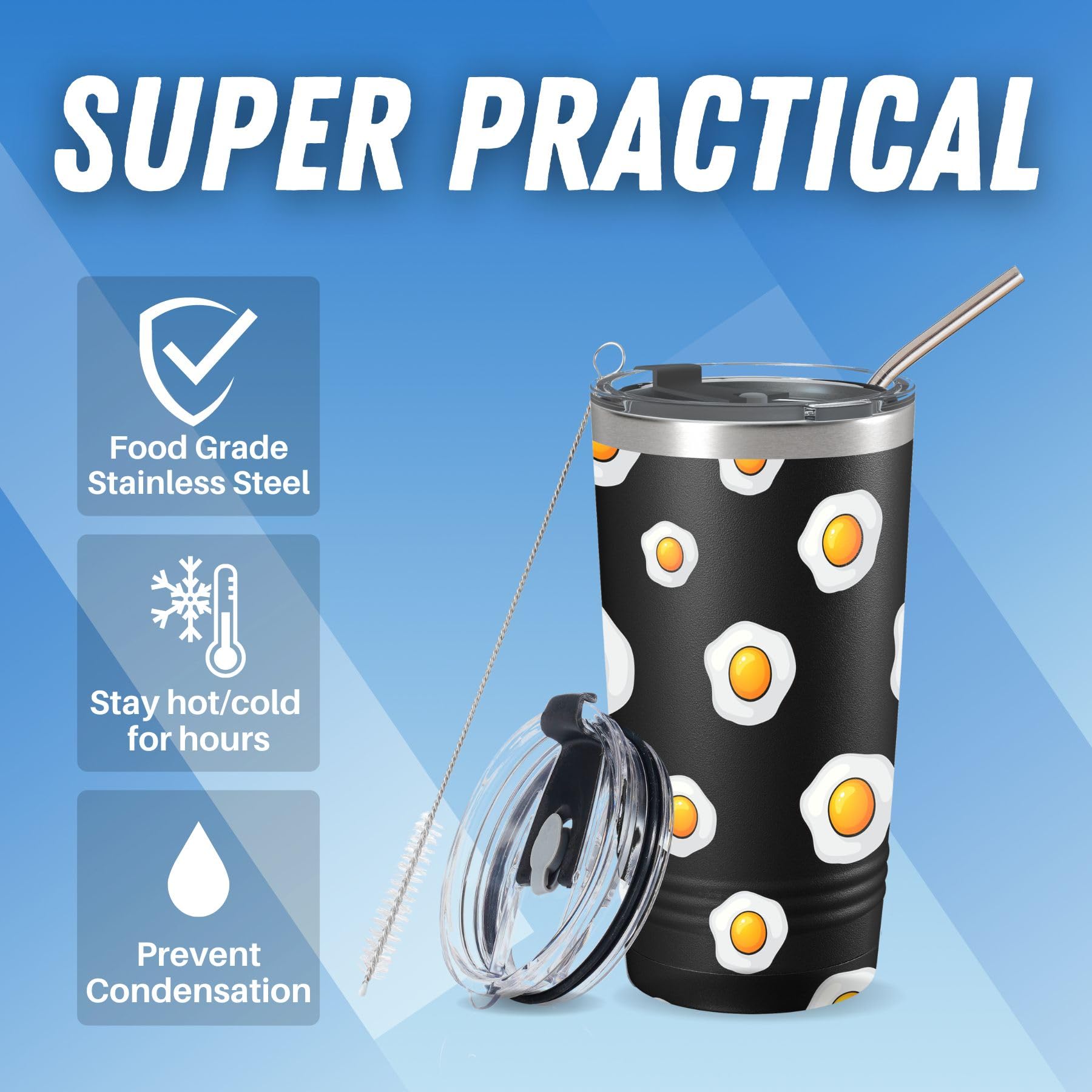 Onebttl Egg Gifts Tumbler Seamless Design Travel Coffee Mug, Stainless Steel Insulated with Lid 20oz/590ml