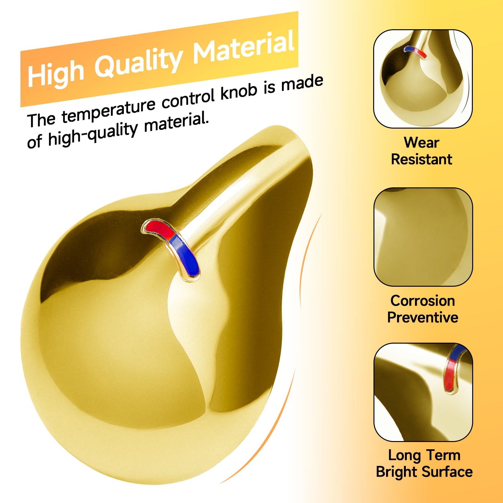 RP28595PB Shower Temperature Knob and Cover Single Metal Lever Handle Replacement Parts for Delta Shower Faucet, Polished Brass