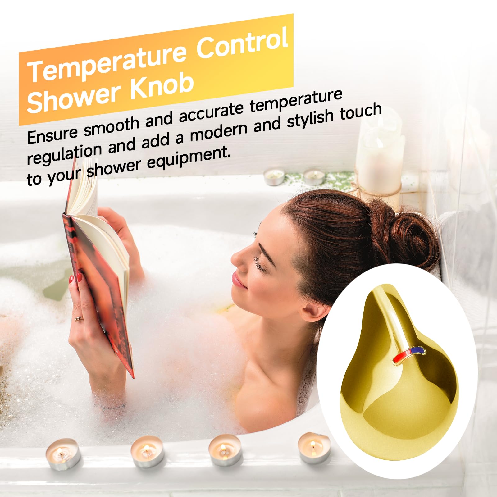 RP28595PB Shower Temperature Knob and Cover Single Metal Lever Handle Replacement Parts for Delta Shower Faucet, Polished Brass