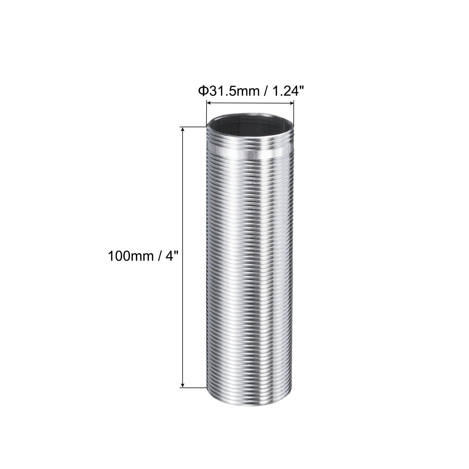 uxcell 4" Faucet Mount Extension Shank, Stainless Steel Threaded Pipe Lengthen Mounting Shank, Lengthen Fixed High Foot with PTFE Tape