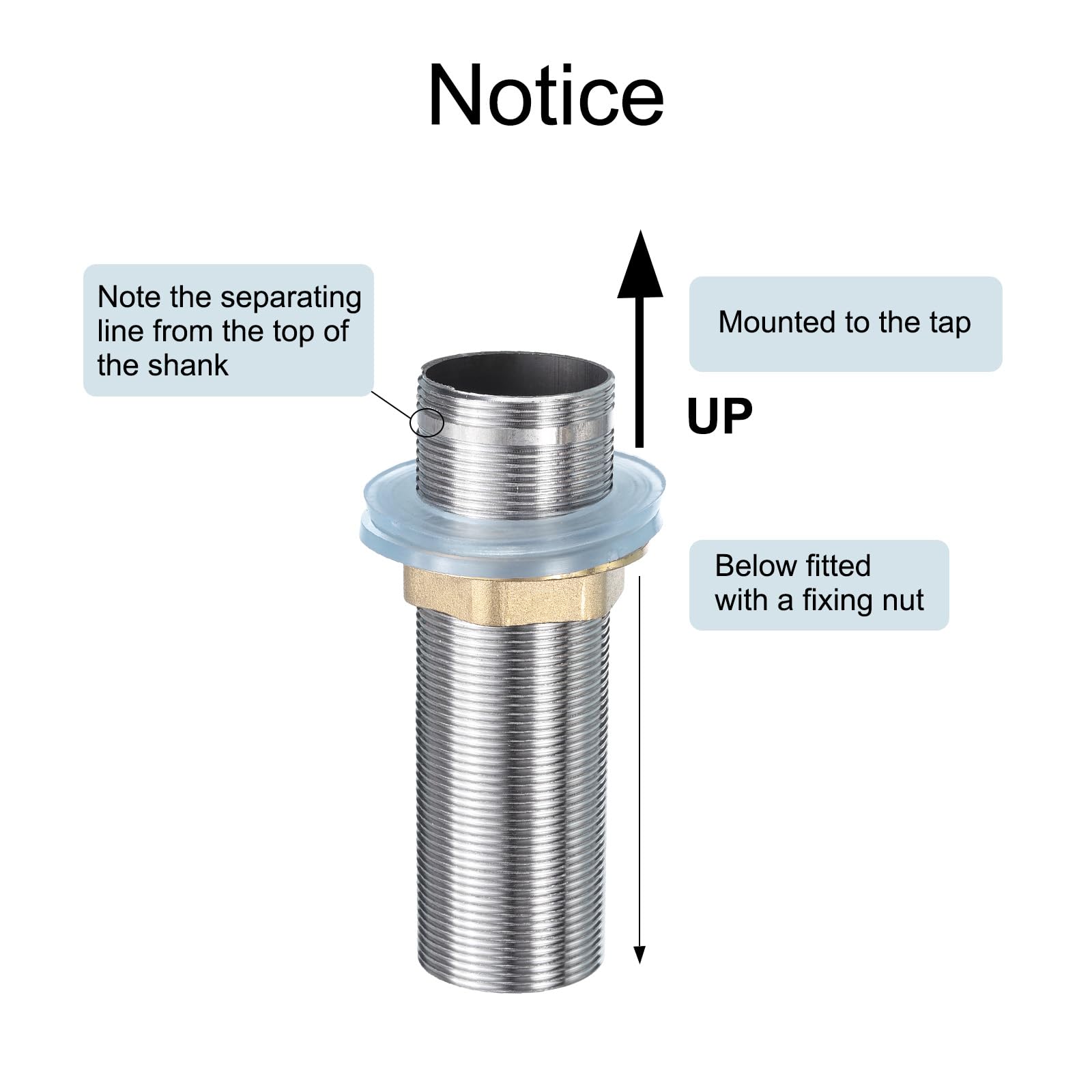 uxcell 4" Faucet Mount Extension Shank, Stainless Steel Threaded Pipe Lengthen Mounting Shank, Lengthen Fixed High Foot with PTFE Tape