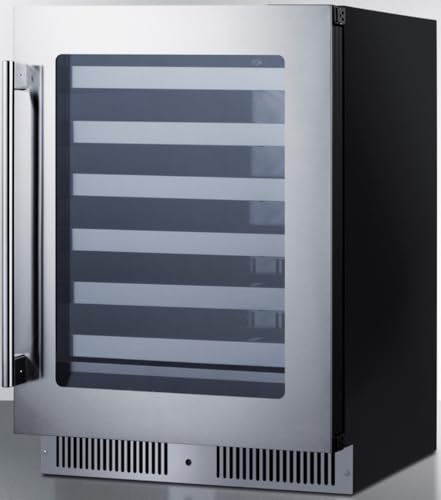 Summit 24 Inch Wine Cellar Shallow Depth Wine Refrigerator, Dimmable LED Light, Lock, Commercial or Residencial Use- SDHW2442(RHD, Stainless Steel)