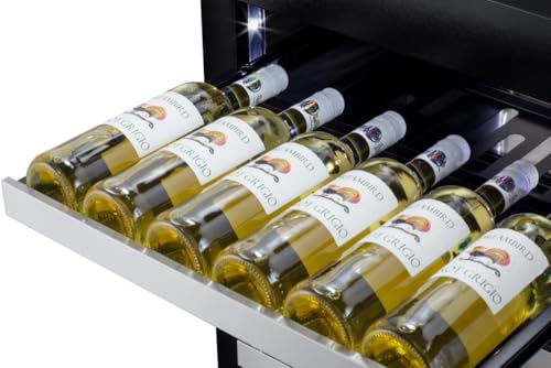 Summit 24 Inch Wine Cellar Shallow Depth Wine Refrigerator, Dimmable LED Light, Lock, Commercial or Residencial Use- SDHW2442(RHD, Stainless Steel)