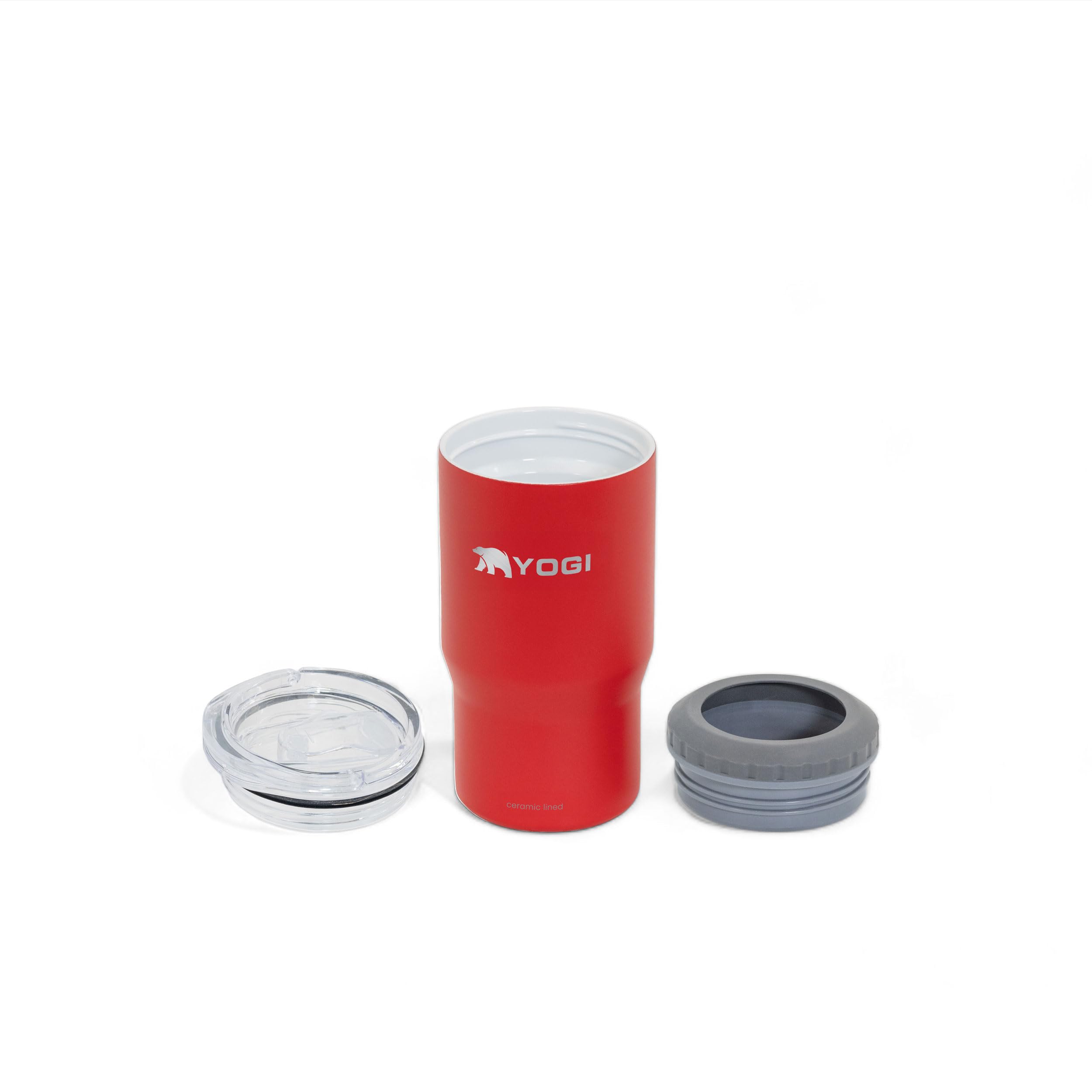 YOGI Voyager One Ceramic Lined All-In-One Tumbler Can Bottle Cooler - 12oz Code Red