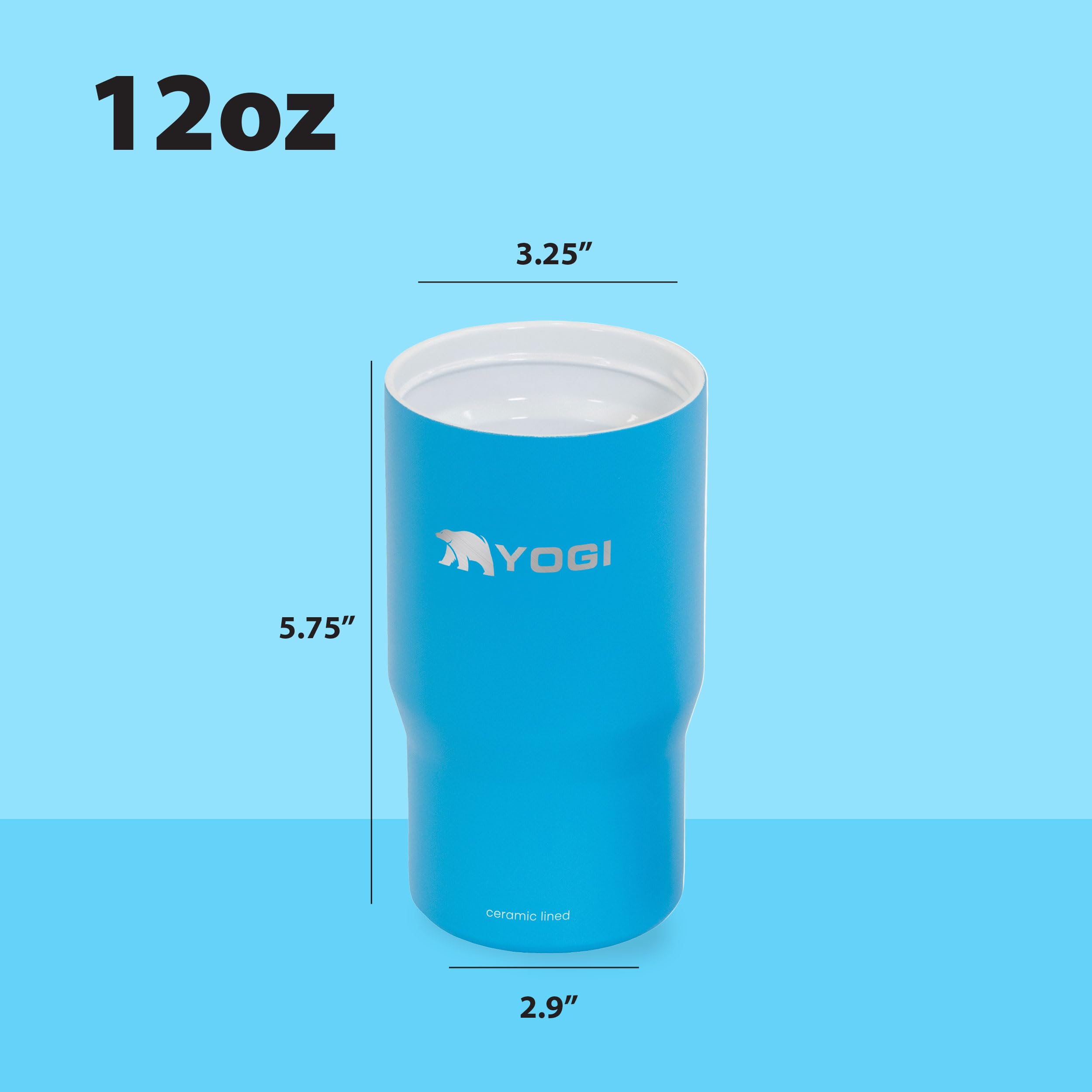 YOGI Voyager One Ceramic Lined All-In-One Tumbler Can Bottle Cooler with Flip-Up Handle - 12oz Limoncello