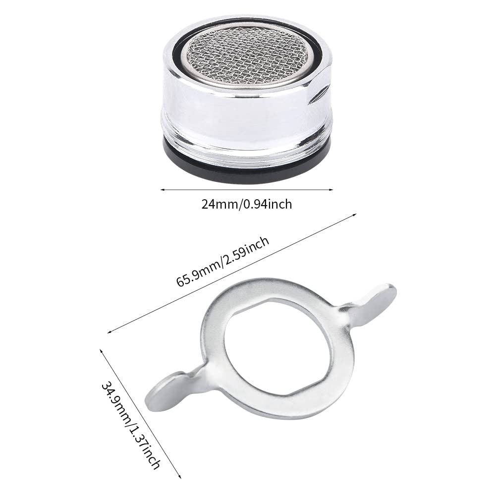 8 Pcs 2.2 GPMBathroom Sink Aerator, Stainless Steel Core Brass Shell Sink Aerator with Washers and Wrench 15/16-Inch 24 mm Male 2.2 GPM Threads Universal Faucet Aerator Standard Parts Replacement