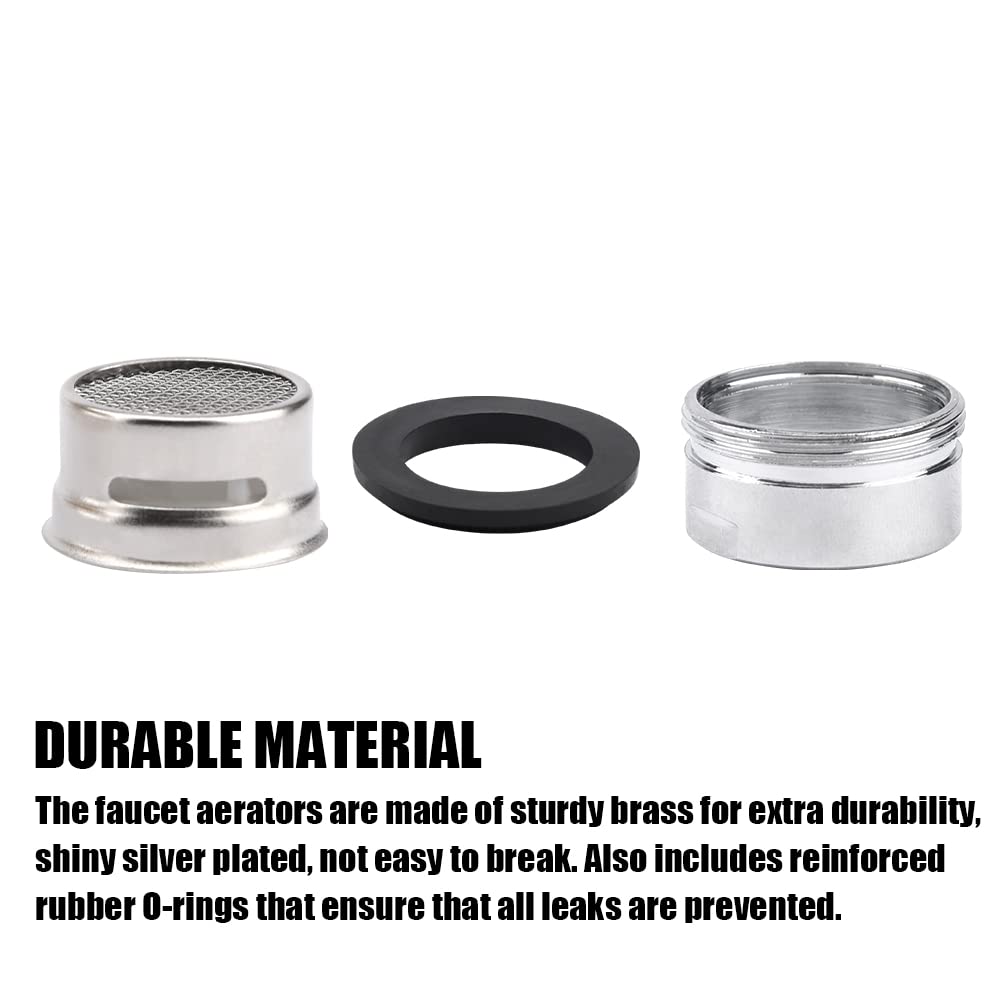 8 Pcs 2.2 GPMBathroom Sink Aerator, Stainless Steel Core Brass Shell Sink Aerator with Washers and Wrench 15/16-Inch 24 mm Male 2.2 GPM Threads Universal Faucet Aerator Standard Parts Replacement