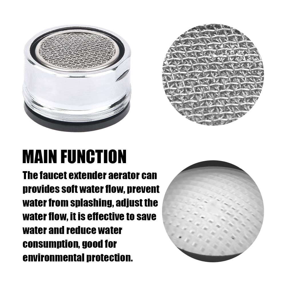 8 Pcs 2.2 GPMBathroom Sink Aerator, Stainless Steel Core Brass Shell Sink Aerator with Washers and Wrench 15/16-Inch 24 mm Male 2.2 GPM Threads Universal Faucet Aerator Standard Parts Replacement