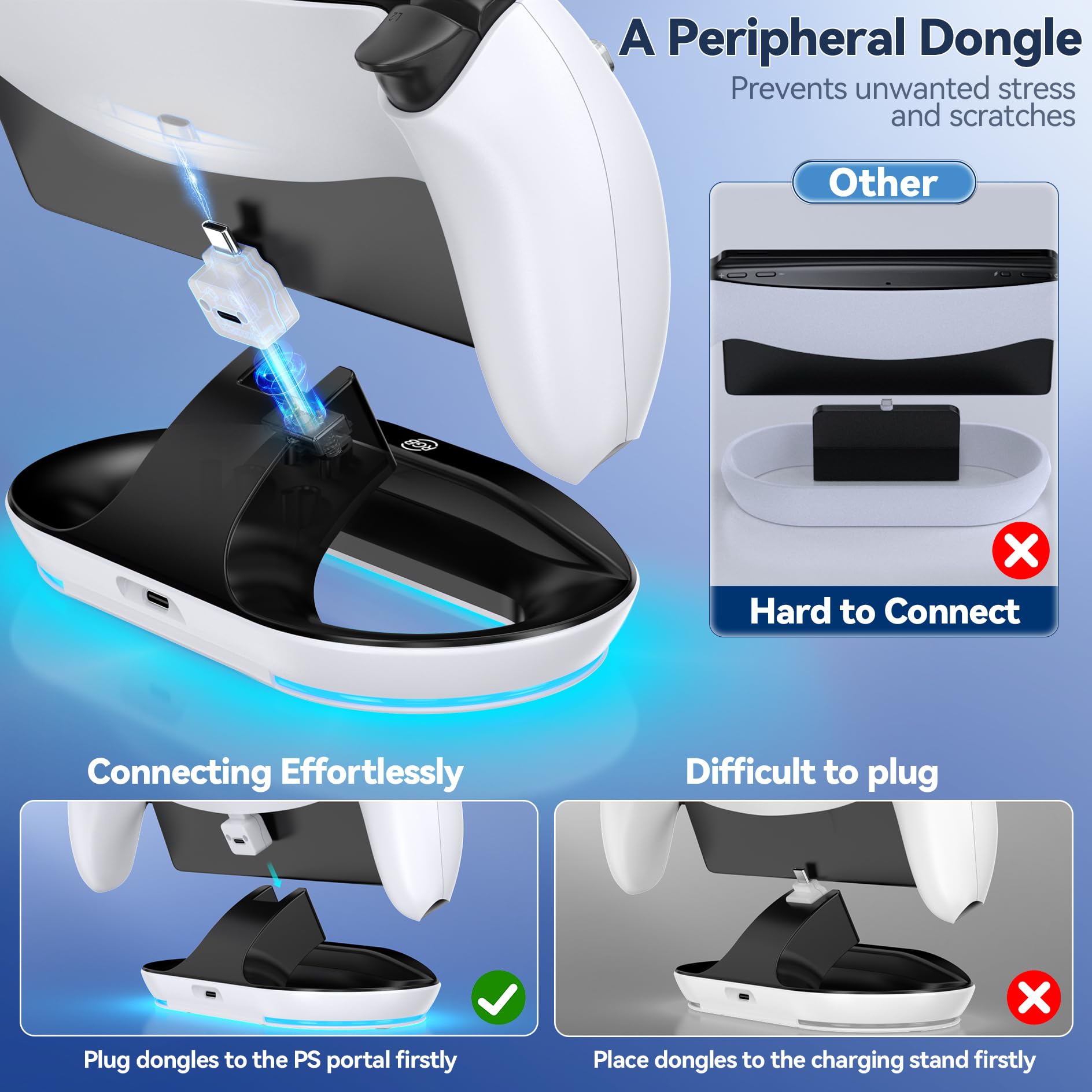 Charging Stand for PS Portal Remote Player, PS Portal Charging Dock with Light Modes, PS Portal Stand Charger, Portal Dock Station with Magnetic Connector, PS Portal Holder Base PSP Consoles