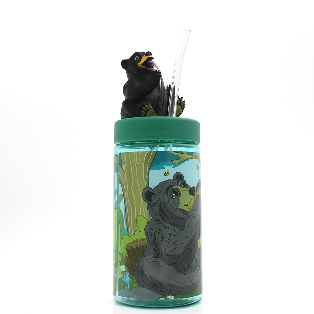 SIP WITH ME Regional Black Bear Cup, Water Bottle, Tumbler with Lid and Straw, Travel Sippy Cup for Water or Milk, Cups with Lids BPA Free Plastic, 12 oz