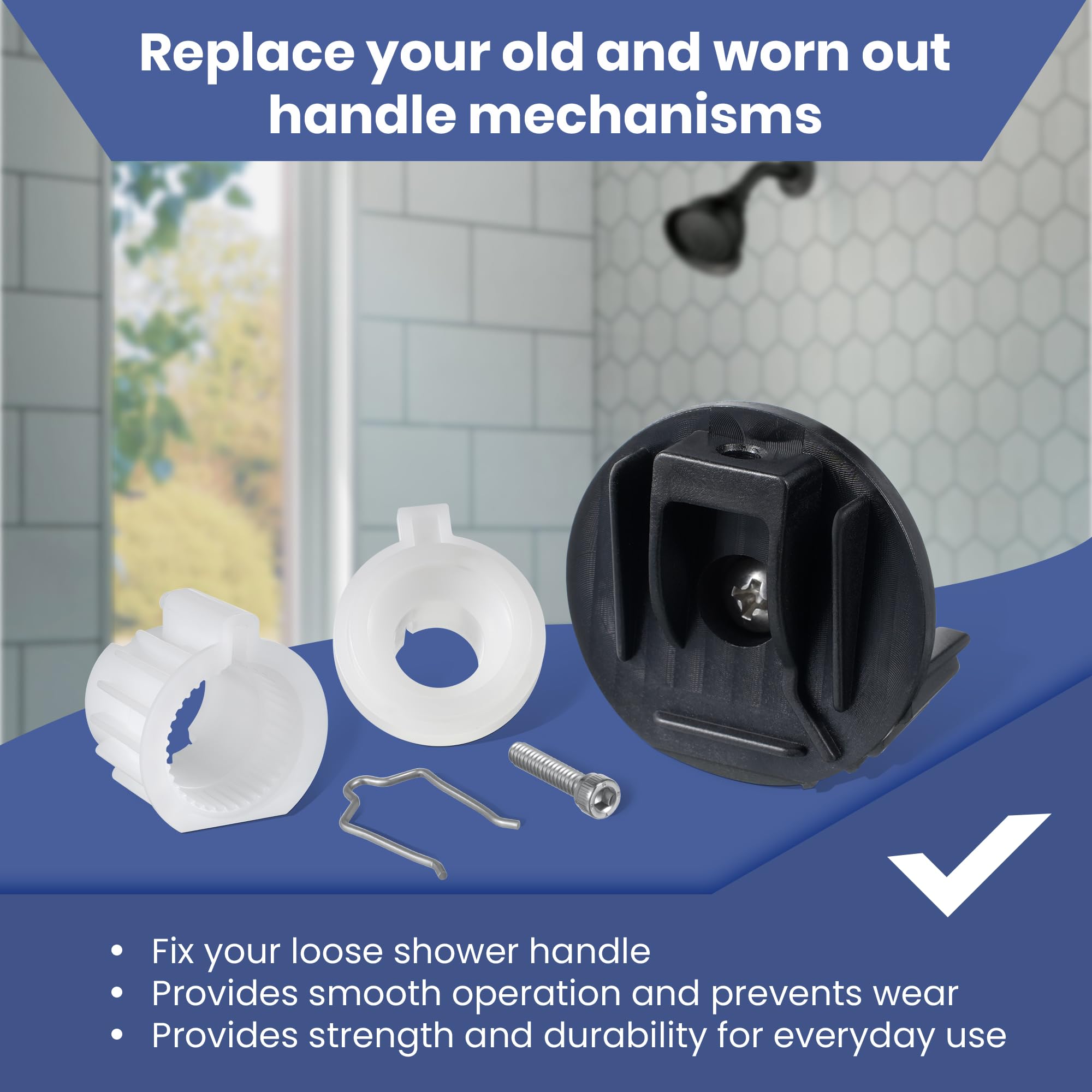 Dreyoo 2 Pack Shower Handle Adapter Kit Replacement for 116653, Compatible with Moen Posi-Temp Single Handle Tub/Shower Faucet Valve Cartridge, Plastic Shower Handle Replacement Accessory Adapter Kit