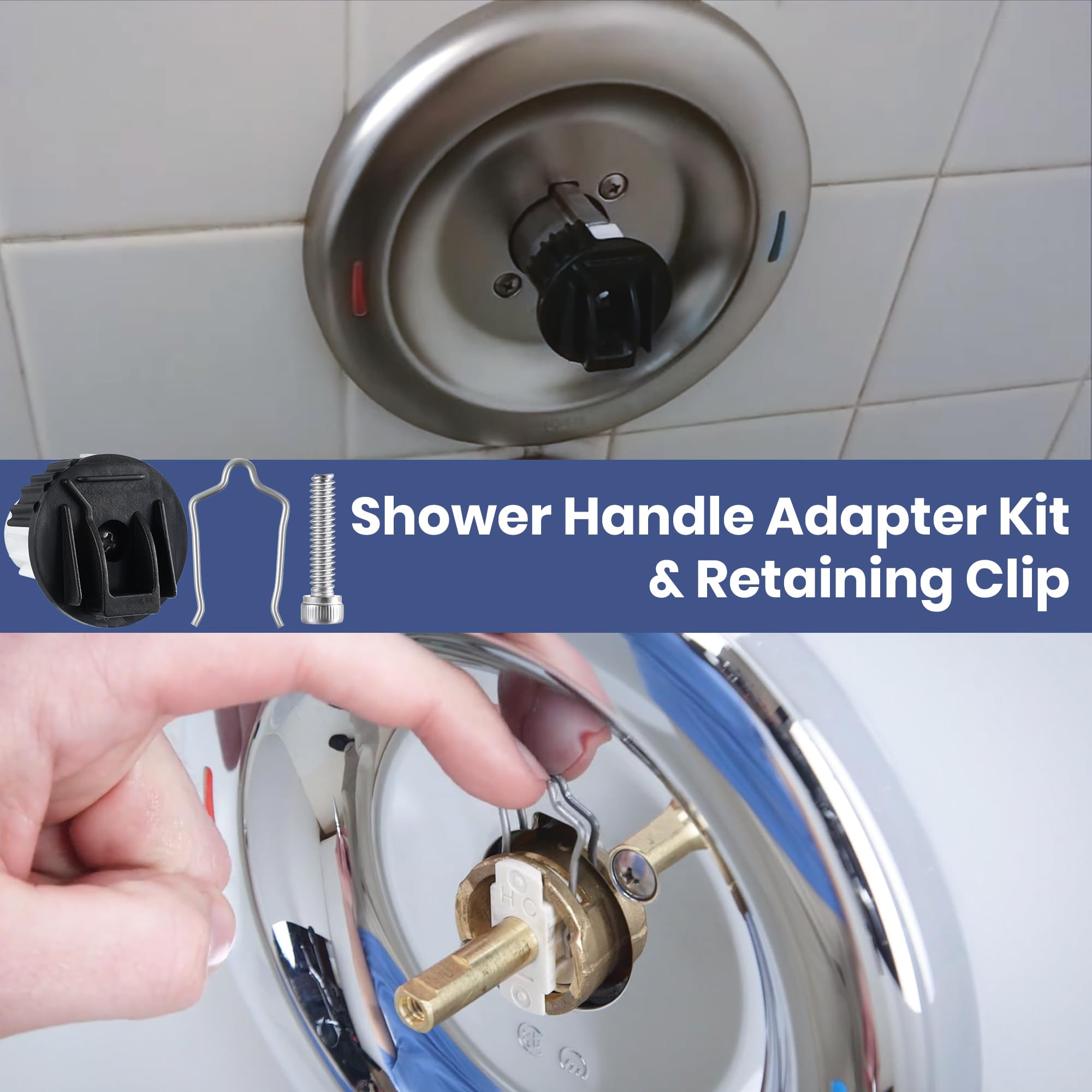Dreyoo 2 Pack Shower Handle Adapter Kit Replacement for 116653, Compatible with Moen Posi-Temp Single Handle Tub/Shower Faucet Valve Cartridge, Plastic Shower Handle Replacement Accessory Adapter Kit
