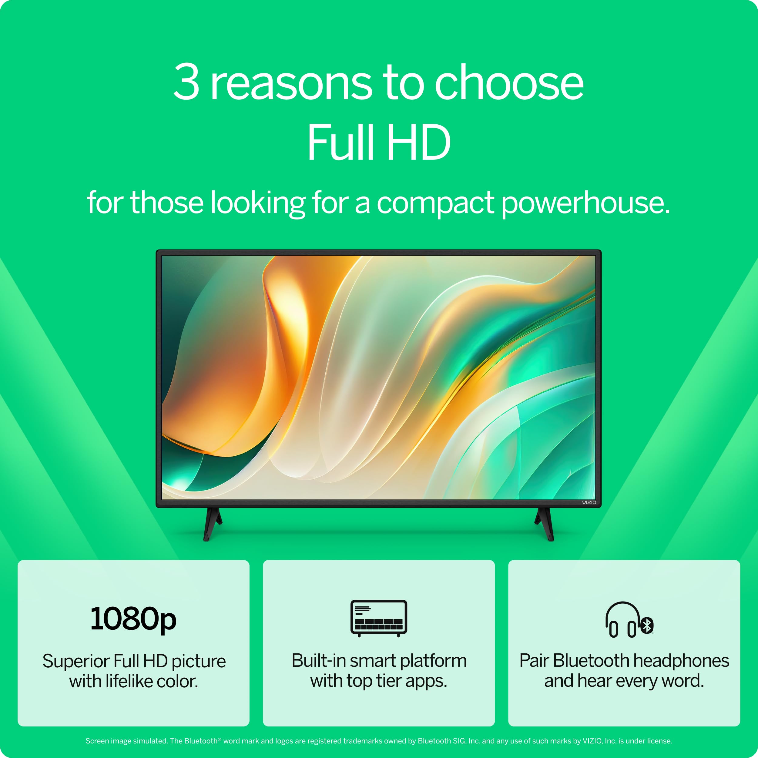 VIZIO 40-inch Full HD 1080p Smart TV with DTS Virtual: X, Alexa Compatibility, Chromecast Built-in, Bluetooth Headphone Capable, (VFD40M-08 New) (Renewed)