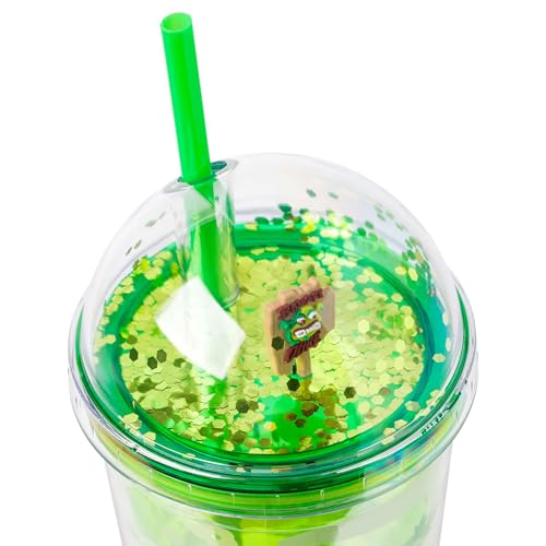 Silver Buffalo Shrek Swamp Beware Ogre Dome Glitter Top Travel Tumbler, 24 Ounces