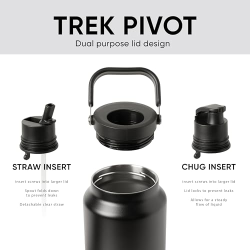 Simple Modern Trek Pivot | Half Gallon Water Bottle Jug with Handle & Boot | Interchangeable Straw & Chug Lids | Large Insulated Stainless Steel | Sports Camping Outdoors | 64oz, Blush
