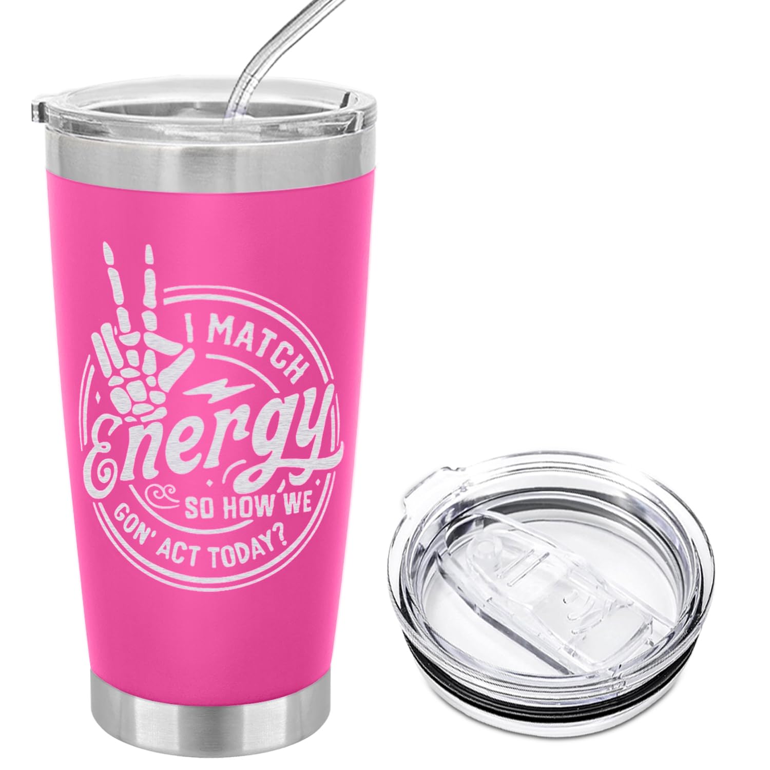 Funny 20oz Travel Coffee Mug -Insulated Stainless Steel Tumbler with Slider Lid, BPA-Free, Dishwasher Safe, Fits Car Cup Holders-Witty Sarcastic Engraved Gift for Women, Men, Coworker Gifts-Hot Pink
