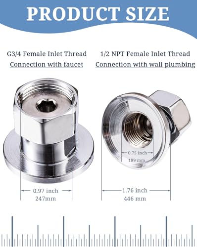 Phivan Commercial Faucet Parts Brass Coupling Flanges 1/2 Inch NPT Female Eccentric Flanged Inlet fits 8 Inch Center Wall Mount Faucets Coupler Replace (2 Pcs)