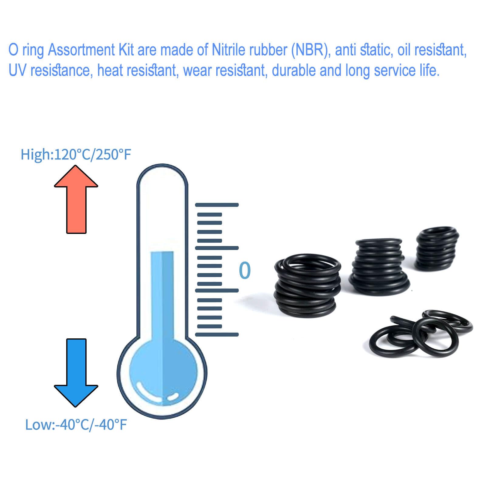 400 Pcs Rubber O-Rings Assortment Kit, 24 Sizes Rubber O-Ring Sealing Seal Assortment Set for Faucet, Hose, Automotive Repair, Plumbing, Gas, O Rings Kit