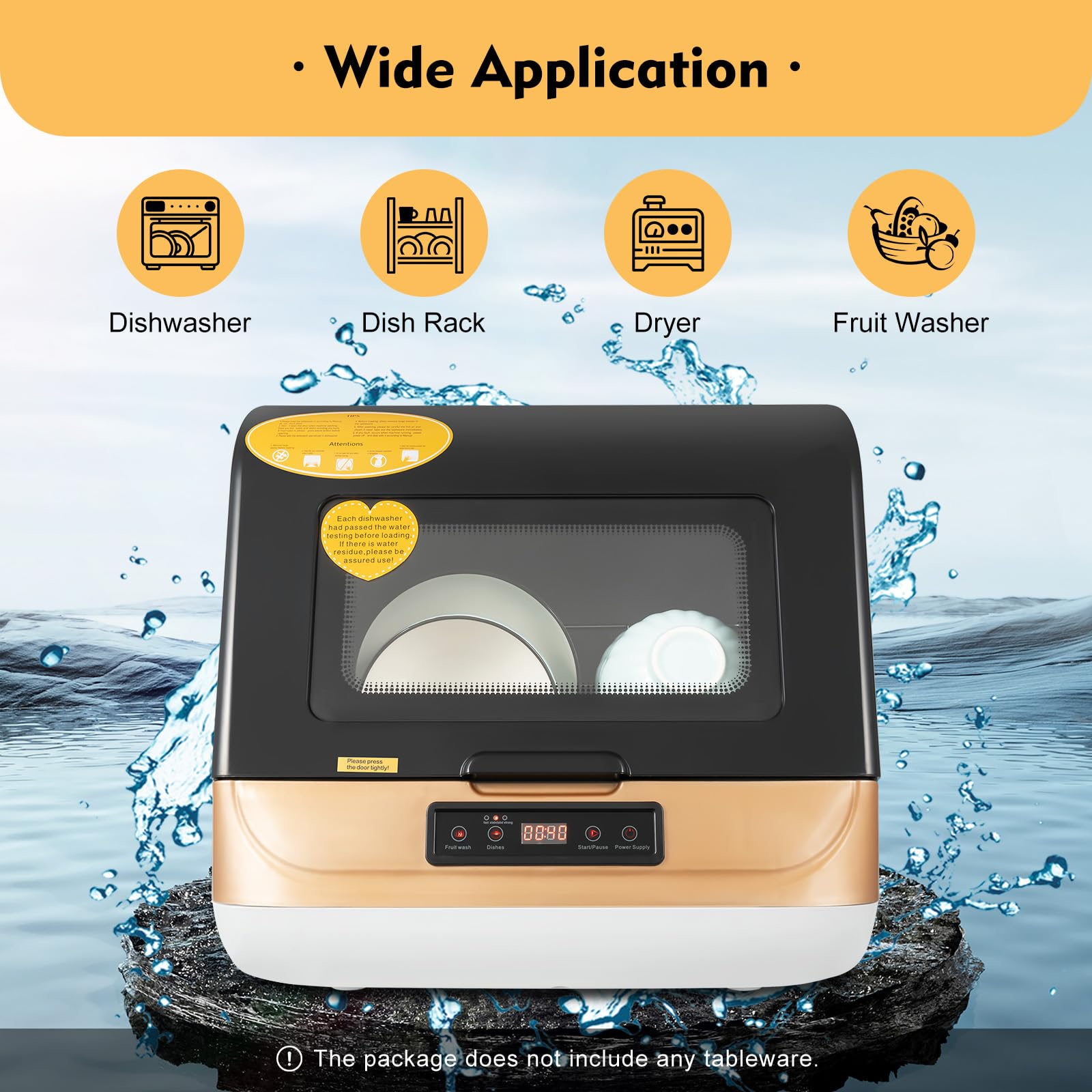 PSUFURV Portable Countertop Dishwasher 800W 110V 3 Washing Programs Dish Washer with Enhanced Dryingm 7.8-Liter Mini Dishwasher Automatic Dishwashing Machine for Restaurants, Kitchens, Cafeterias
