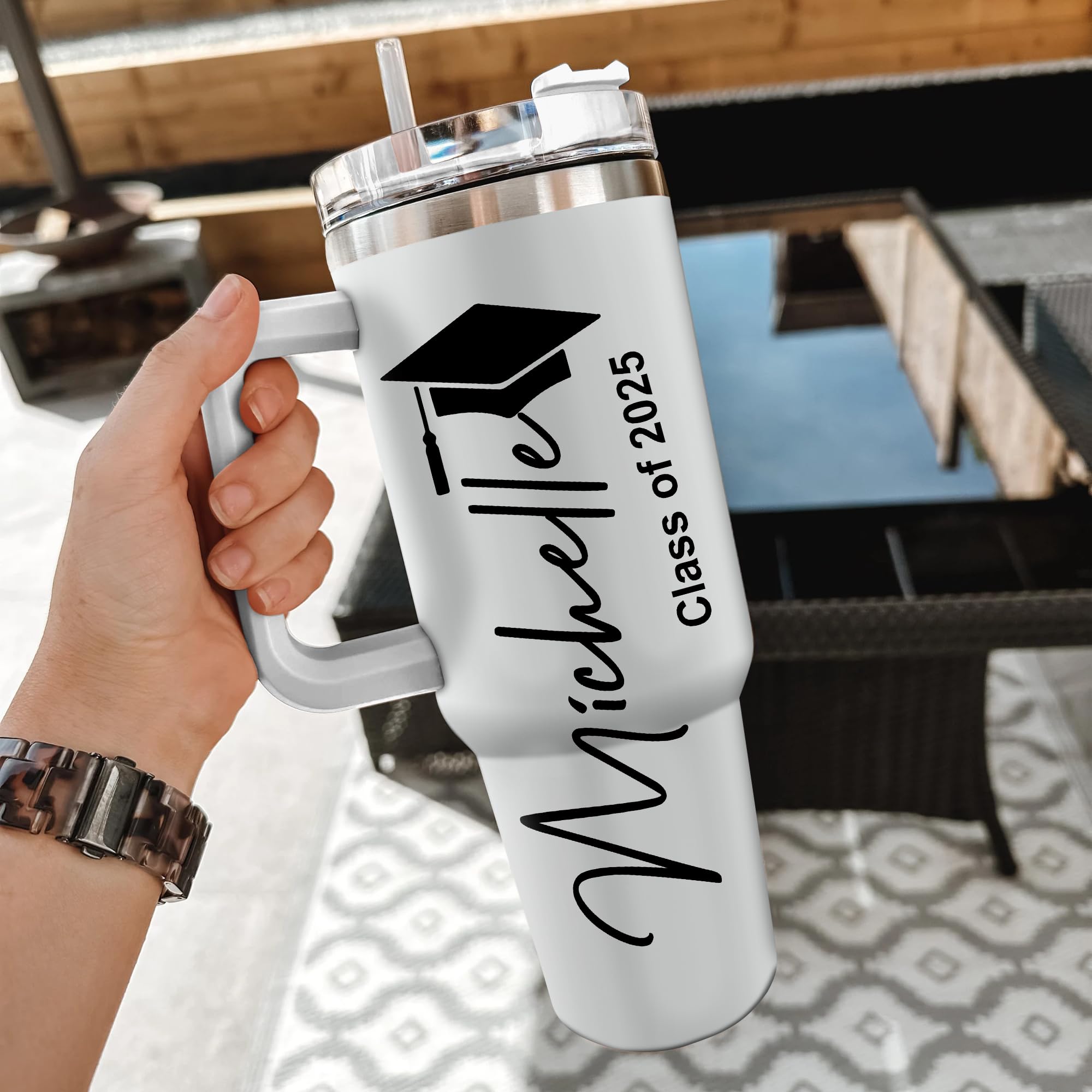 Hyturtle Personalized Graduation Tumbler Class Of 2025 - Graduation Gifts For Her - Grad Inspirational Gifts For College High School Masters Degree - Stainless Steel Travel Coffee Cup 40oz With Lid