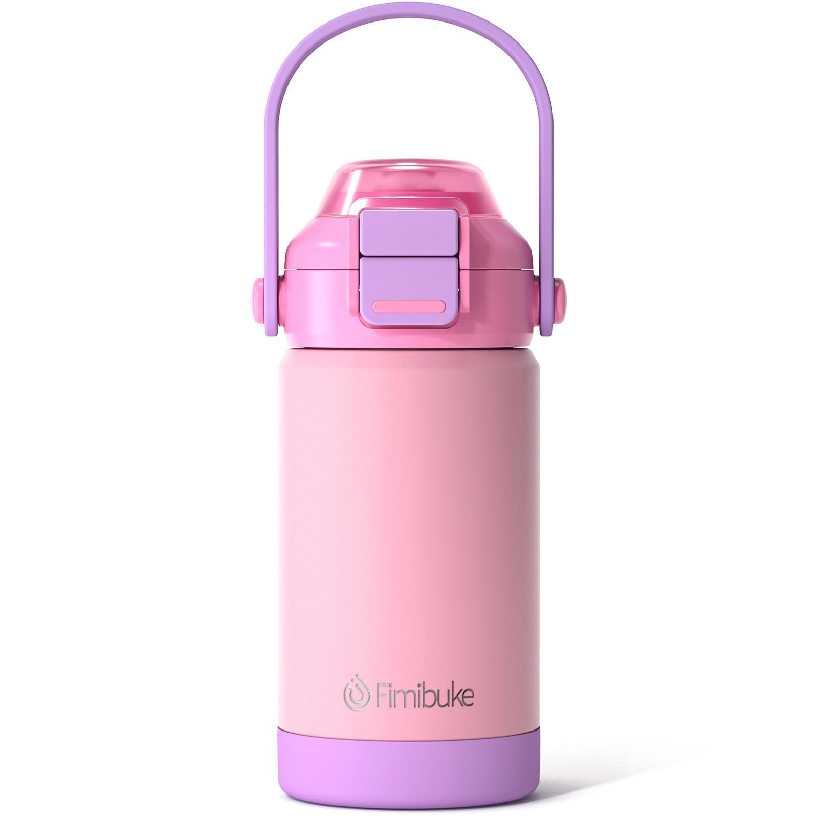 Kids Water Bottle with Straw & Chug(2-in-1 Lid), 14oz Kids Insulated 18/8 Stainless Steel Water Bottle for School Girls Boys Toddler Water Bottle Leak Proof & Spill Proof Kids Cups (1, B1.Pink)