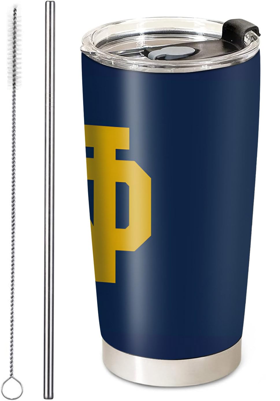 Generic 20oz College Football Tumbler, Stainless Steel Vacuum Travel Tumbler Cup with Lid and Straw, Coffee Mugs Gift for Notre Dame Drinks