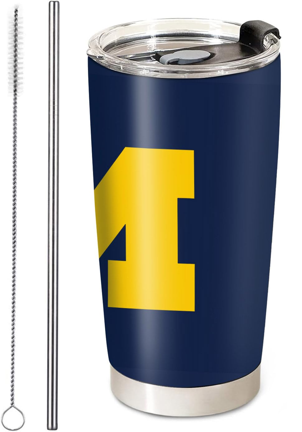 Generic 20oz College Football Tumbler, Stainless Steel Vacuum Travel Tumbler Cup with Lid and Straw, Coffee Mugs Gift for Michigan Drinks