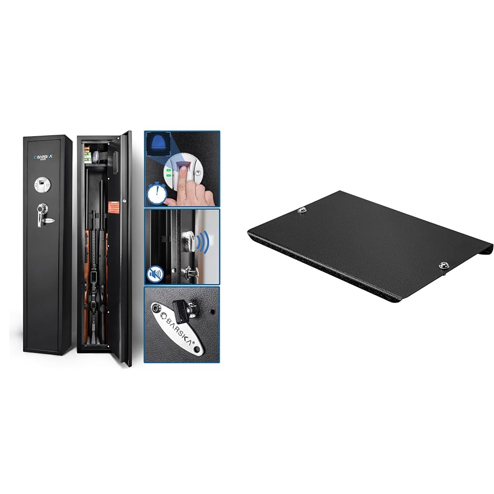 BARSKA Biometric Rifles, Firearms and Long Guns Safe with Removable Shelf and Accessory Storage Shelf Bundle