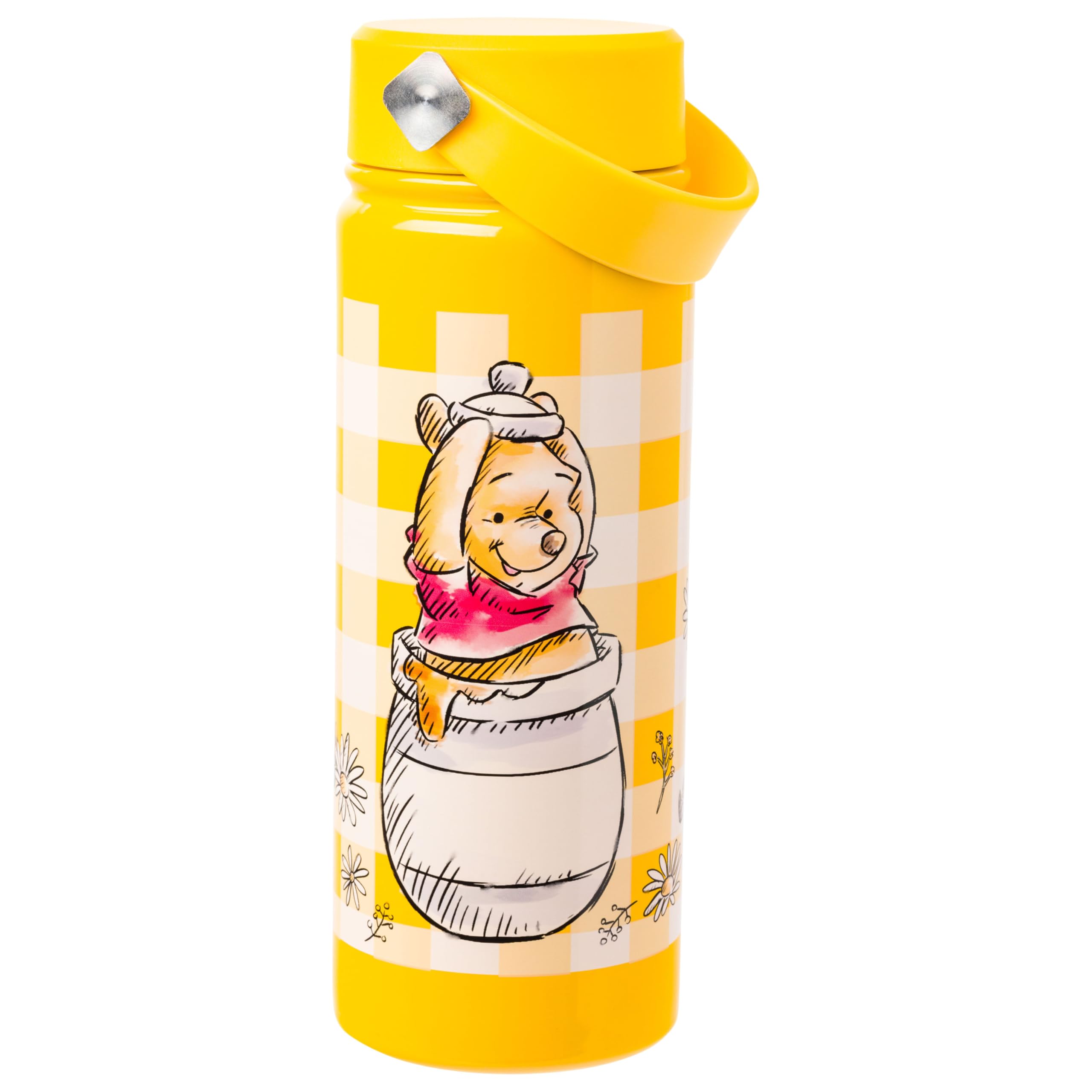 Silver Buffalo Disney Winnie the Pooh Stainless Steel Water Bottle with Swivel Handle Featuring Winnie the Pooh, 20 Ounces
