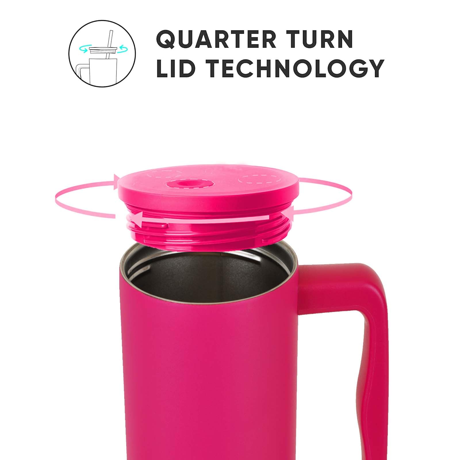 HIZEE 40 oz Tumbler with Handle and Straw,Reusable Stainless Steel Water Bottle Travel Mug Cupholder Friendly,Keeps Cold for 34 Hours, Gifts for Women Men Him Her(pink)