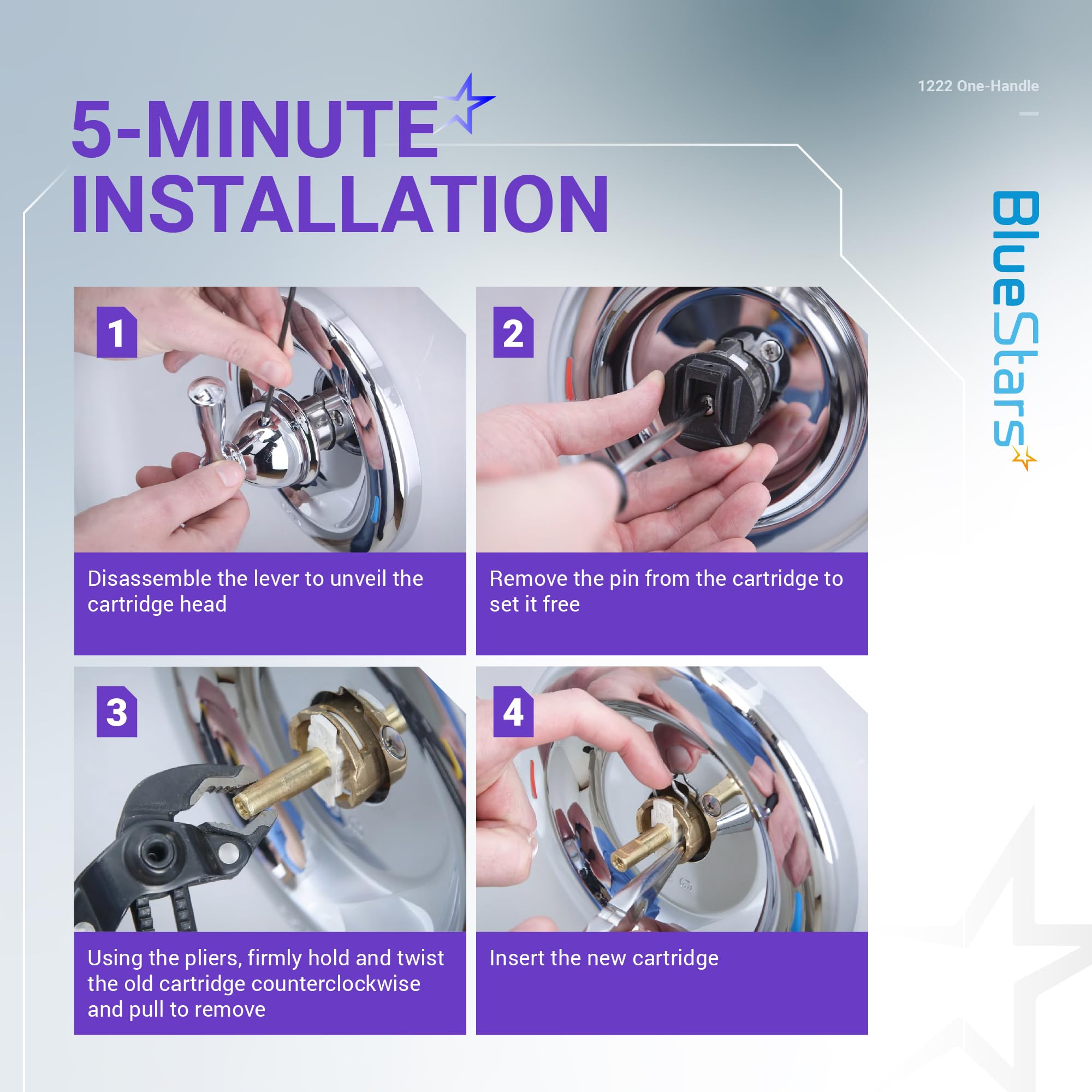BlueStarts High-Quality 1222 One-Handle Faucet Cartridge - Compatible with Moen One-Handle PosiTemp Faucets and Moen Tub Shower