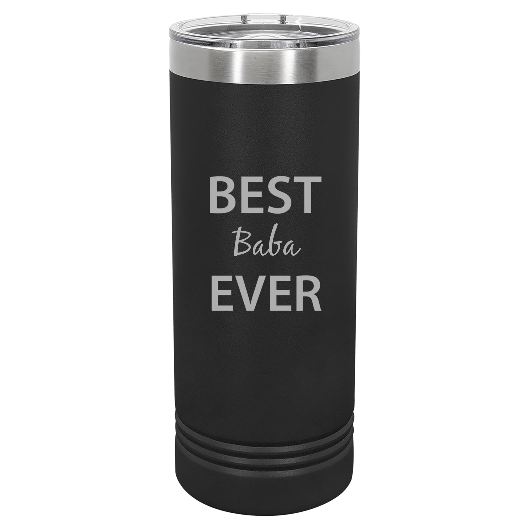 Best Baba Ever Polar Camel 22 oz Stainless Steel Vacuum Insulated Laser Engraved Black Double-Walled Skinny Tumbler Coffee Mug with Lid