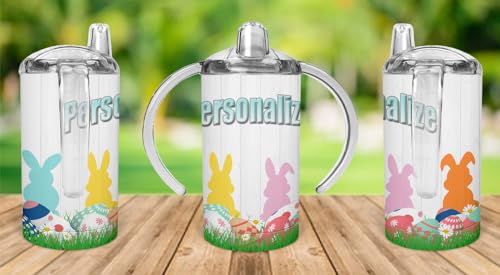 Easter #12 12oz Sippy Tumbler, Slide Door with Straw, Boys Or Girls, Personalize, Add Name, Eggs, Bunny Backs, Put In Baskets, Gift, Keeps Drink Cold or Hot