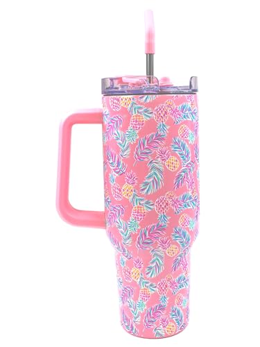 Simply Southern | 40 oz Tumbler with Straw and Lid | Insulated Cup Reusable Stainless Steel Water Bottle Travel Mug Cupholder Friendly | Gifts for Women (Pineapple)