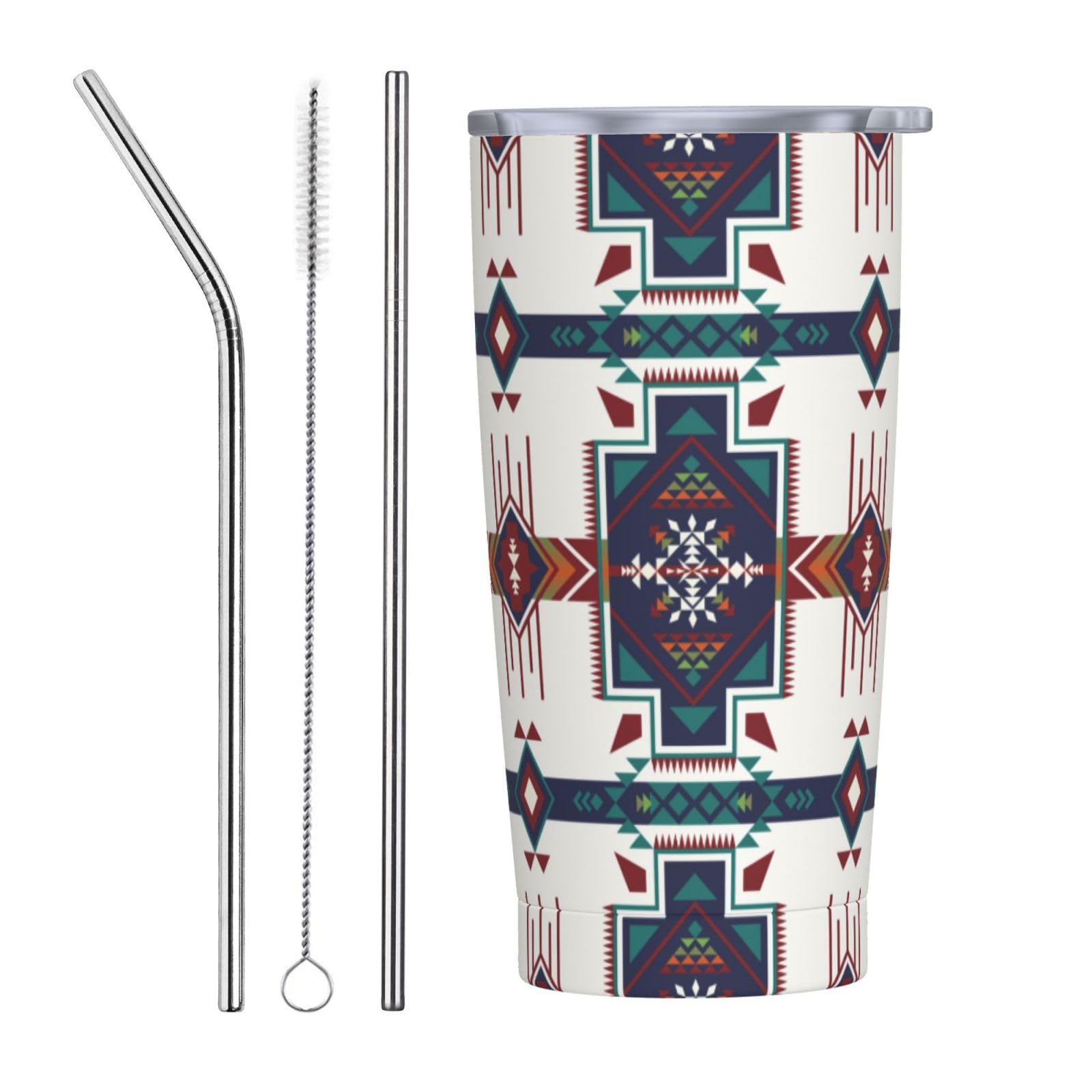 Uniwneds Native American Pattern Mugs Stainless Steel Tumbler With Lid And Straw 20 Oz Insulated Travel Coffee Mugs Cap Bottle Gifts For Women Men
