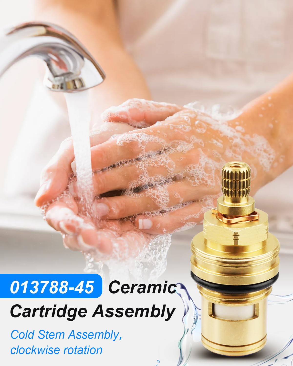 Ceramic Cartridge Assembly 013788-45 Fit for T&S Brass Faucets, Cold Ceramic Cartridge Assembly 20I-125PSI 40-140F