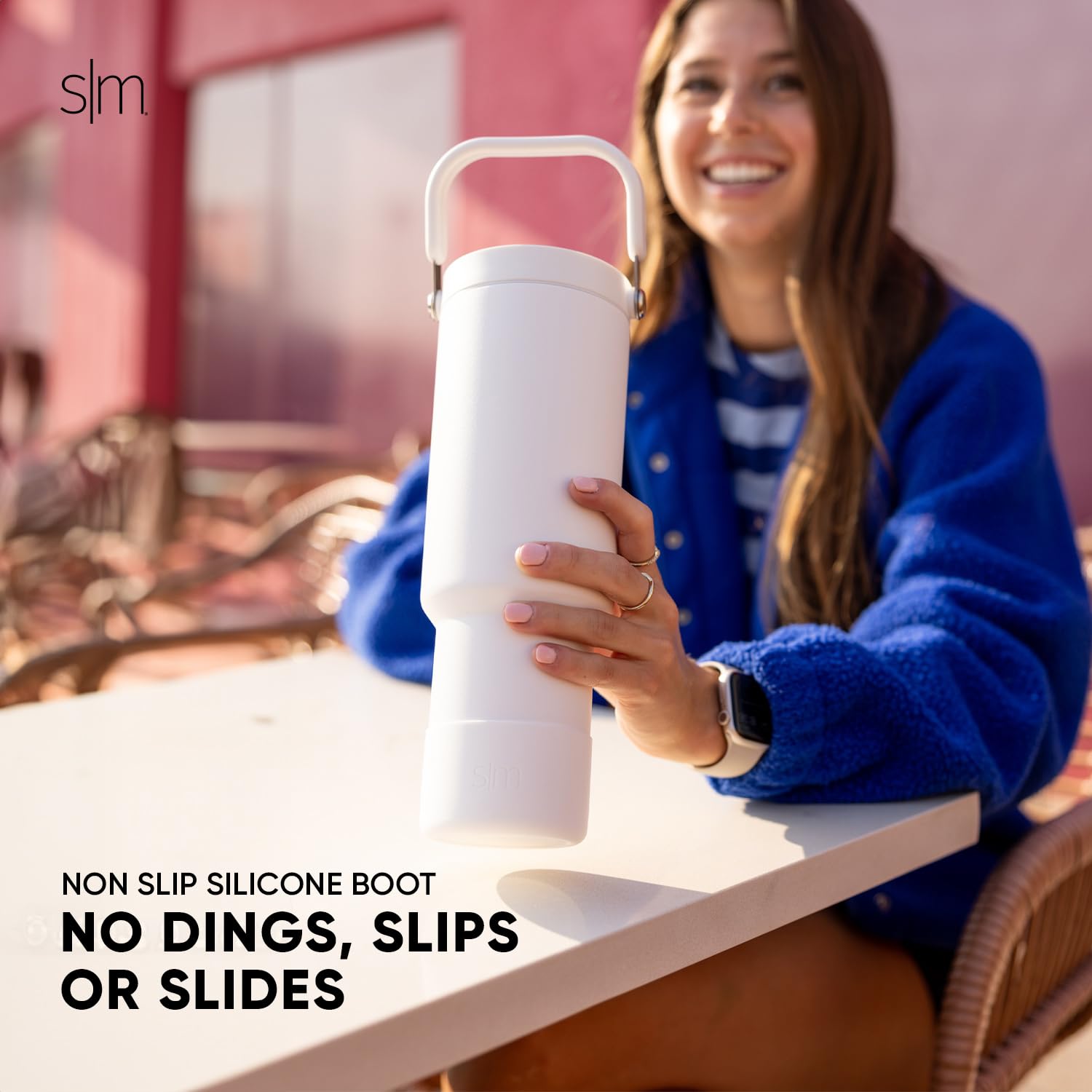 Simple Modern Trek Pivot | 40oz Flip Straw Tumbler with Handle | Water Bottle & Boot | Interchangeable Straw & Chug Lids | Insulated Stainless Steel Jug | Gym Sports Outdoors | Blush
