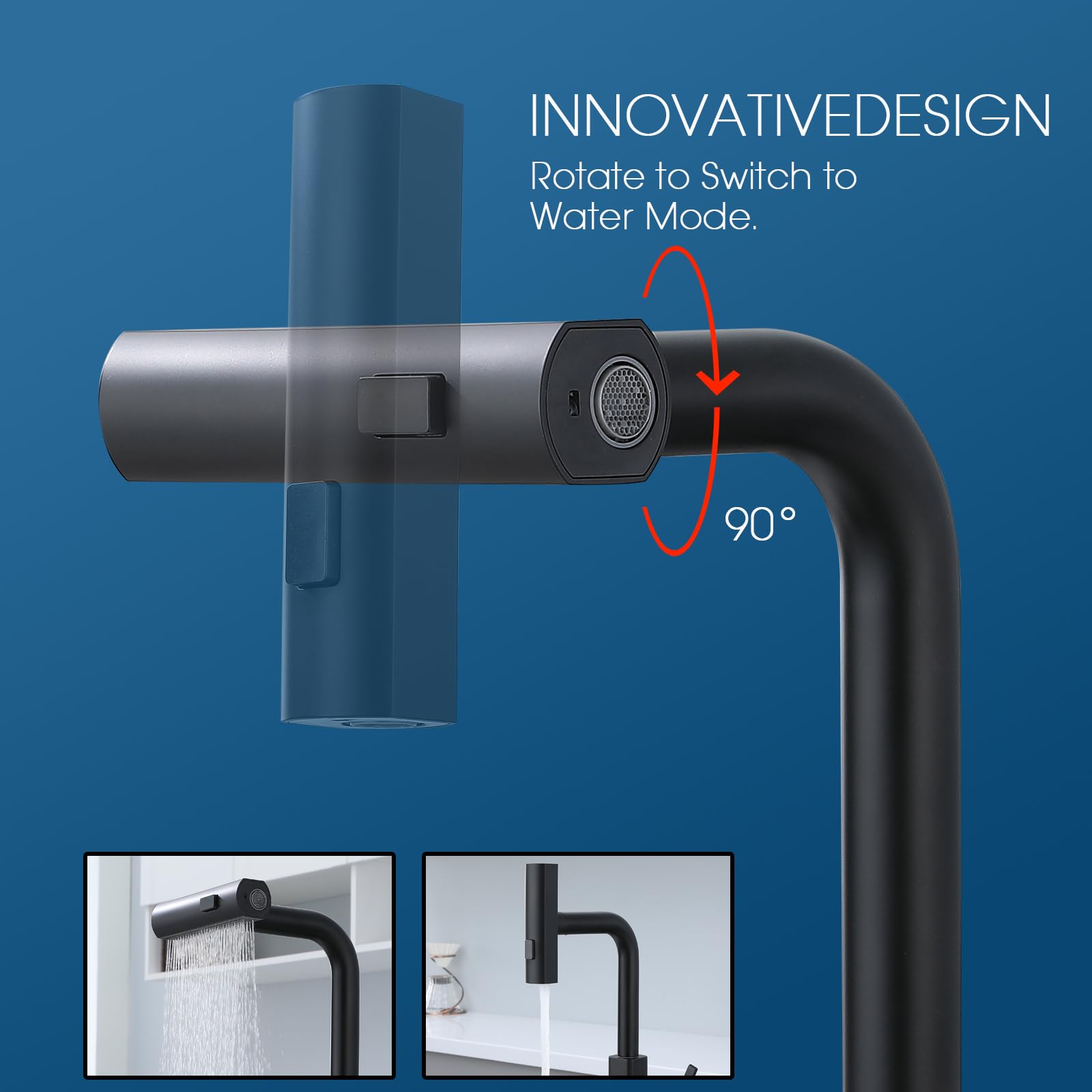 TRJIKAG Faucet Extender, 3 in 1 Sprayer Kitchen Sink Faucet Extender, Anti-Splash Kitchen Faucet Replacement Extender for Kitchen Sink, Black