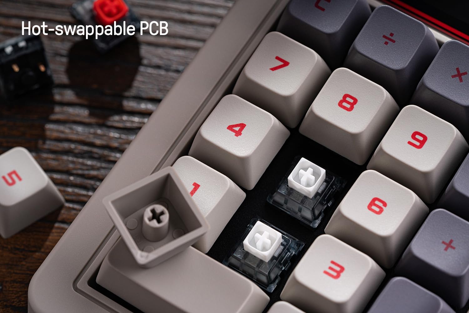 8Bitdo 18 Keys Retro Mechanical Numpad, Supports PC Numpad & Standard Calculator Mode, Hot-swappable, PC Calculator Shortcut Button, Bluetooth/2.4G/Wired Numpad for Windows and Android - N Edition