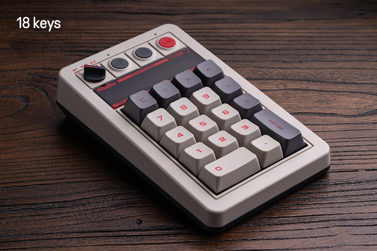 8Bitdo 18 Keys Retro Mechanical Numpad, Supports PC Numpad & Standard Calculator Mode, Hot-swappable, PC Calculator Shortcut Button, Bluetooth/2.4G/Wired Numpad for Windows and Android - N Edition