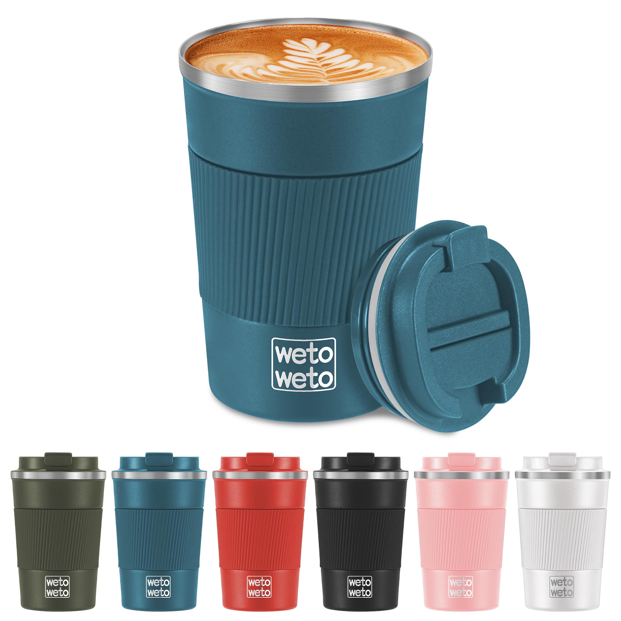 WETOWETO 12oz Stainless Steel Coffee Tumbler, Travel Coffee Mug, Insulated Coffee Mug with Lid, Spill Proof Coffee Cup, Portable Thermal Mug, Reusable Coffee Cup for Hot and Cold…