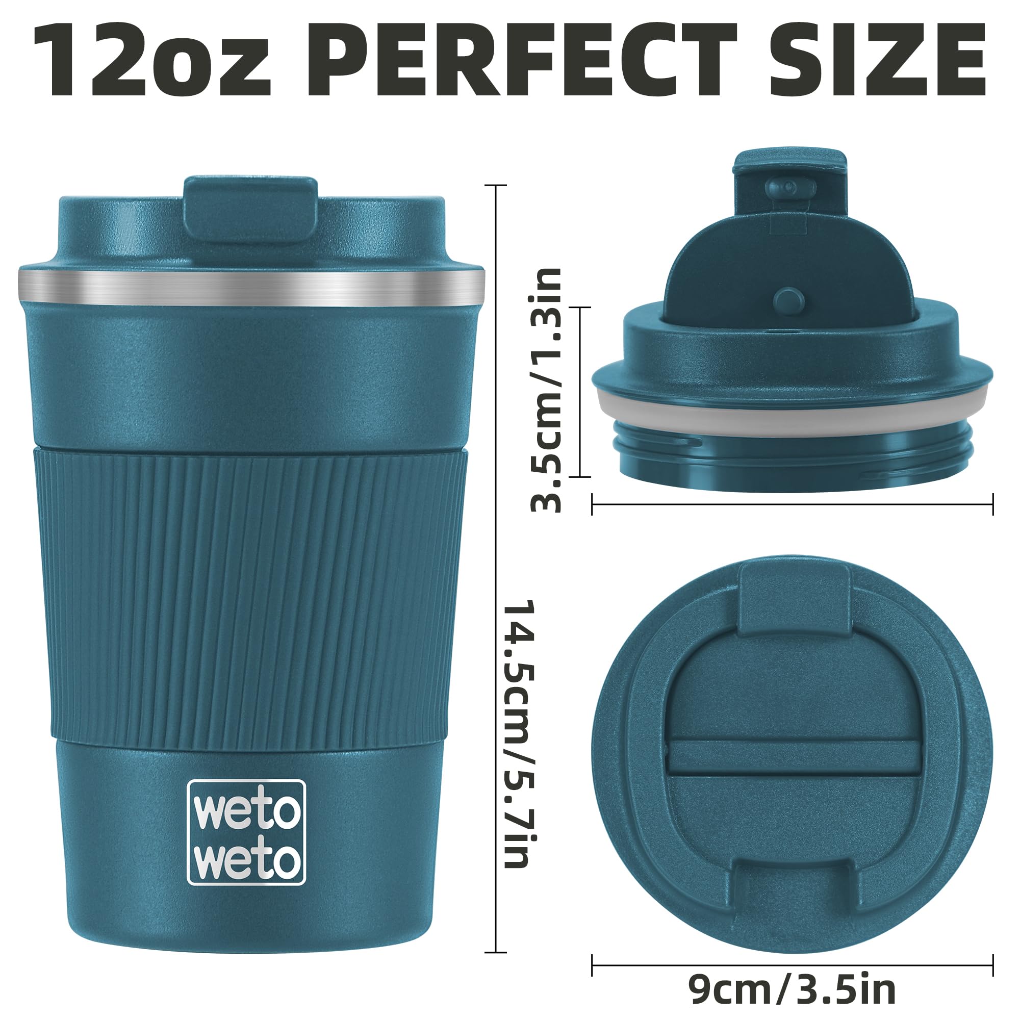 WETOWETO 12oz Stainless Steel Coffee Tumbler, Travel Coffee Mug, Insulated Coffee Mug with Lid, Spill Proof Coffee Cup, Portable Thermal Mug, Reusable Coffee Cup for Hot and Cold…
