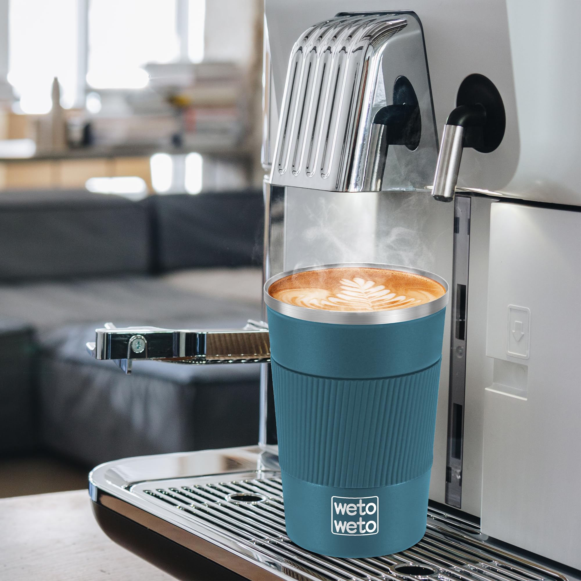 WETOWETO 12oz Stainless Steel Coffee Tumbler, Travel Coffee Mug, Insulated Coffee Mug with Lid, Spill Proof Coffee Cup, Portable Thermal Mug, Reusable Coffee Cup for Hot and Cold…